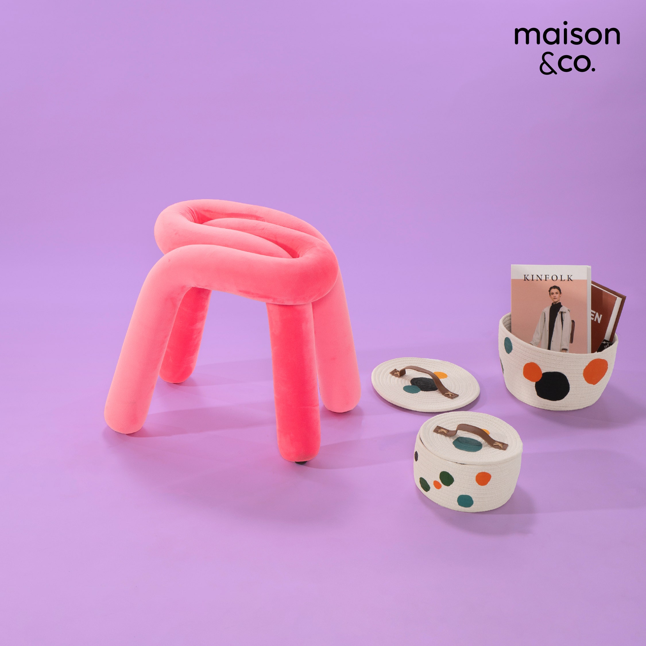 หมอนอิงและสตูล สตูล รุ่น Waylinสีชมพู-SB Design Square