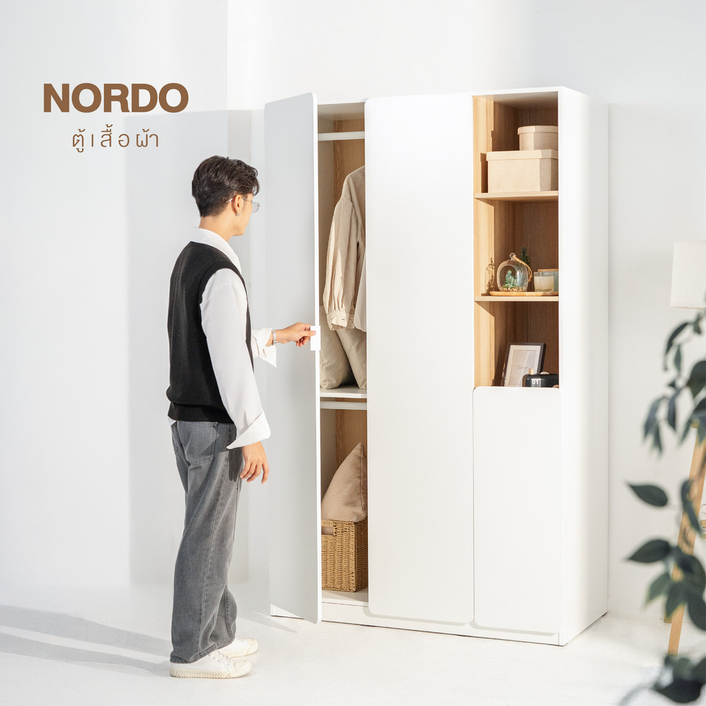 ชุดห้องนอน ตู้เสื้อผ้าบานเปิด รุ่น KC-PLAYสีโอ๊ค-SB Design Square